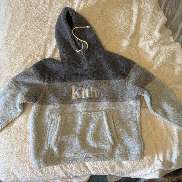 Kith | Sweaters | Kith Sherpa Double Pocket Hoodie Pearl Blue | Poshmark